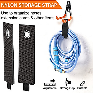 HUPBIPY Garage Hooks 4 Pack, 7.7 inch Long Hooks, with 2 Extension Cord Holder Organizer, Heavy Duty Garage Hanger, Ladder Hooks for Garage Wall