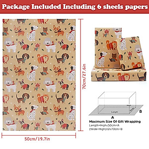 AircooL Dog Gift Wrapping Paper, Puppy Paw Birthday Gift Wrap Paper, 6 Folded Sheets 30 x 20 Inch Dog Gift Paper for Kids Boys Girls Family Friends Kids Christmas Holidays