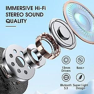 Wireless Earbuds Bluetooth 5.3 Headphones 40 Hrs Playtime with LED Display, Deep Bass Stereo and Noise Cancelling Bluetooth Ear Buds IP7 Waterproof Wireless Earphones with Mic for iPhone Android Black