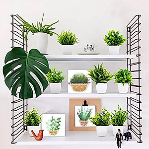 LELEE Artificial Plants Mini Fake Potted Plants, 8 pcs Small Eucalyptus Potted Faux Decorative Grass Plant with White Pot for Home Decor, Indoor, Office, Desk, Shelf, Table Decoration