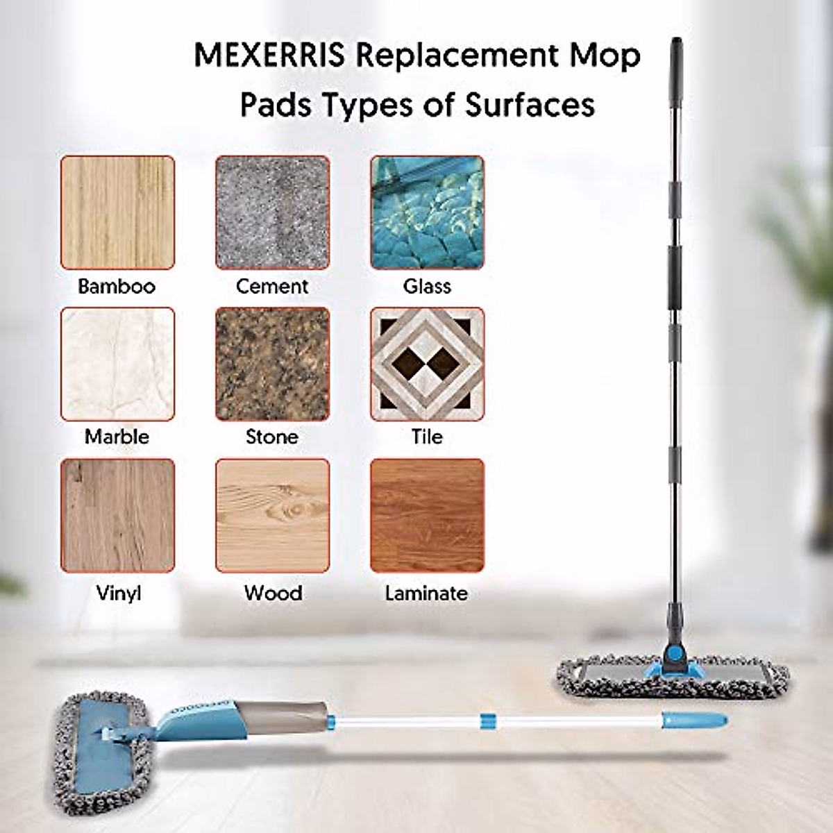 Reusable Mop Pads Refills Compatible with Swiffer Power Mop - MEXERRIS Microfiber Mop Pads Wet Dry Mop Pads Dust Mop Heads Refills Washable Pads for Swiffer PowerMop13"-15" Spray Mop -3 Pack