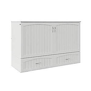 AFI Southampton Murphy Bed Chest with Charging Station, Queen, White