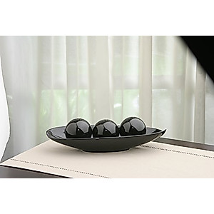 Hosley Decorative Bowl and Orb Set. Ideal Gift for Weddings Special Occasions and for Decorative Centerpiece in Your Living Dining Room (Black)