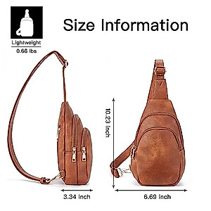 Telena Sling Bag for Women Leather Fanny Pack Crossboday Backpack Brown