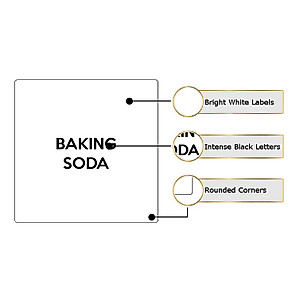 144 Modern Kitchen Pantry Labels for Food Storage Containers, Waterproof Printed on White Glossy Labels, Household Stickers + Numbers, Water Resistant, Organization for Jars and Canisters