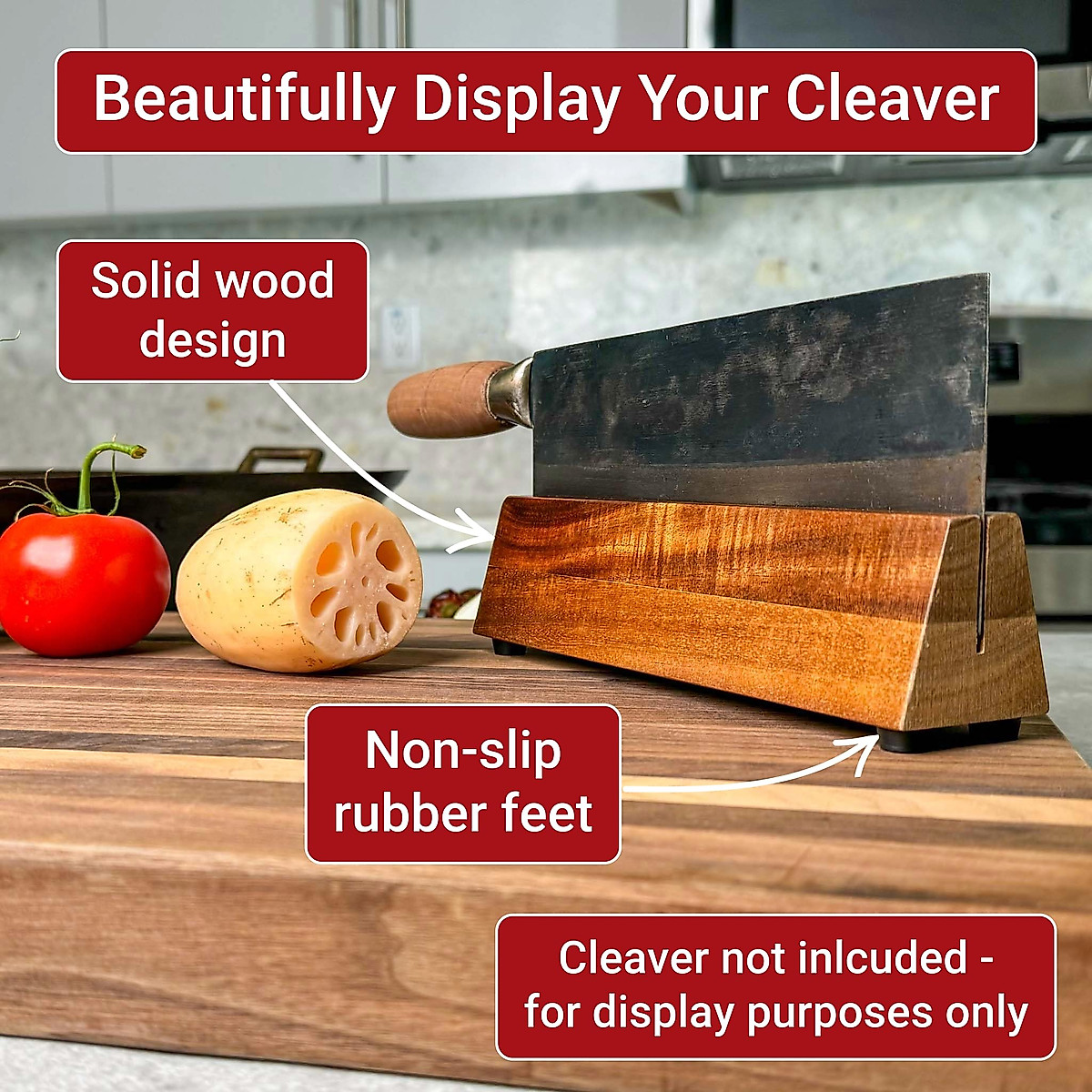 Nomware Cleaver Stand | 8.3-inch wooden cleaver knife storage block | Proudly display your cleaver