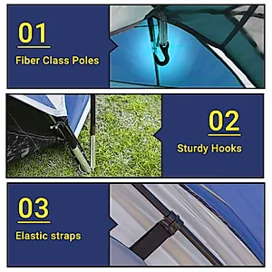 Pacific Pass Camping Tent 6 Person Family Dome Tent with Removable Rain Fly, Easy Setup for Camp Backpacking Hiking Outdoor , Navy Blue, 118.1x118.1x74.8 inches