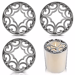 4 Pcs Candle Toppers Jar Candle Cover Scented Candle Toppers to Burn Evenly Large Jar Candle Shades Jar Candle Sleeve Jar Candle Accessories Jar Candle Lid Candles Gifts for Candle Lover, Silver