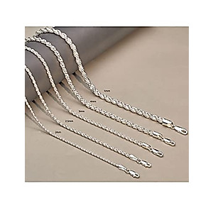 Silver Necklace for women men 2mm Rope Chain 925 Sterling Silver Clasp Rope Chain Silver Chain for men 16/18/20/22/24/26/28/30 Inches(16)