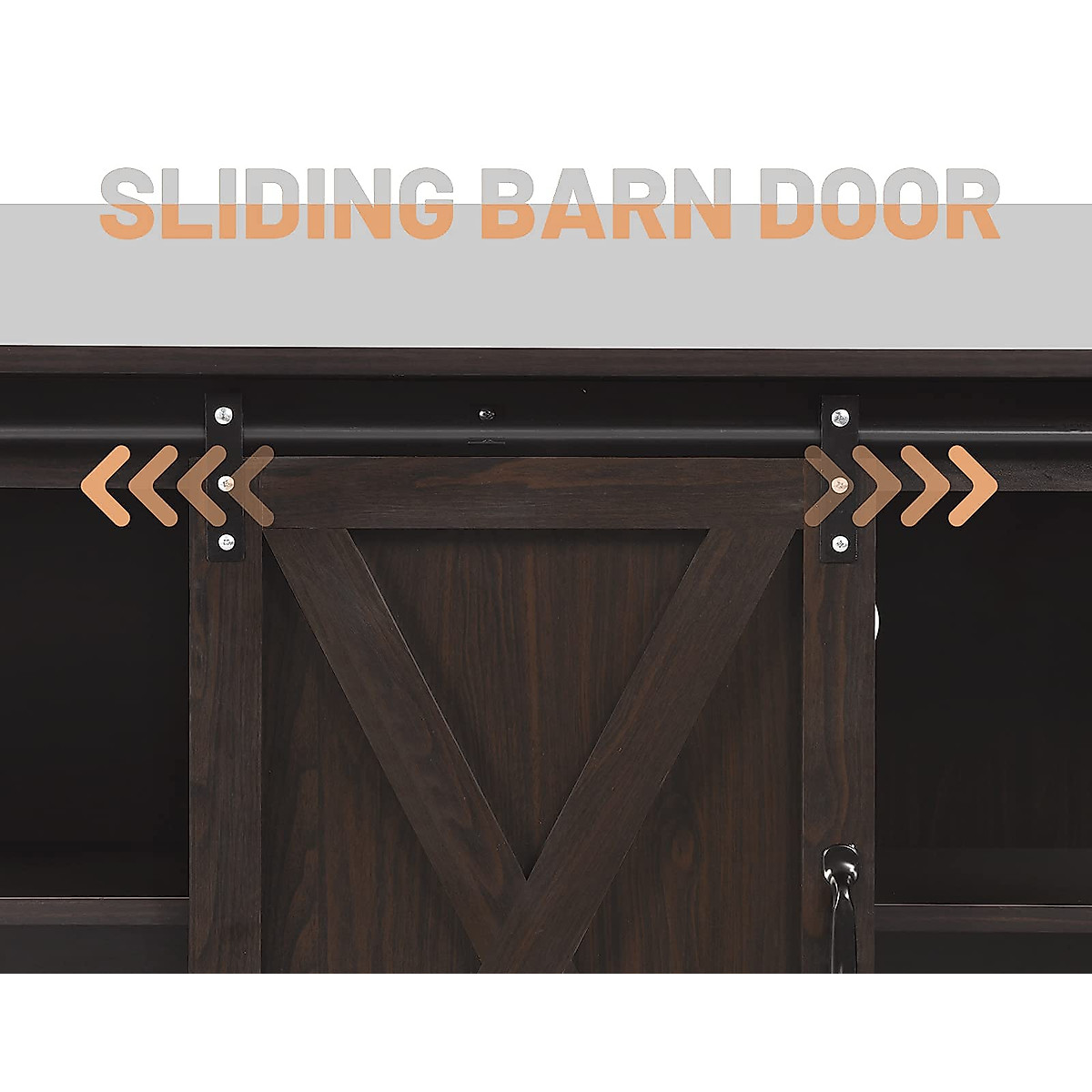 4 EVER WINNER Farmhouse TV Stand for 65+ Inch TV, Espresso Entertainment Center for 65 Inch TV, Modern Farmhouse Television Stands for TVs up to 70, Espresso TV Stand for Flat Screens 65