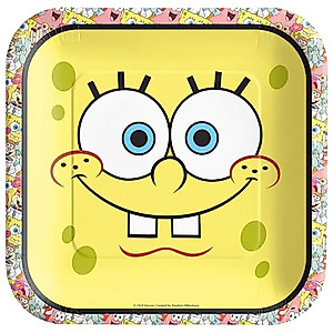 Spongebob Birthday Party Supplies Bundle Pack includes 16 Paper Plates 9", 16 Paper Napkins, 1 Dinosaur Sticker Sheet