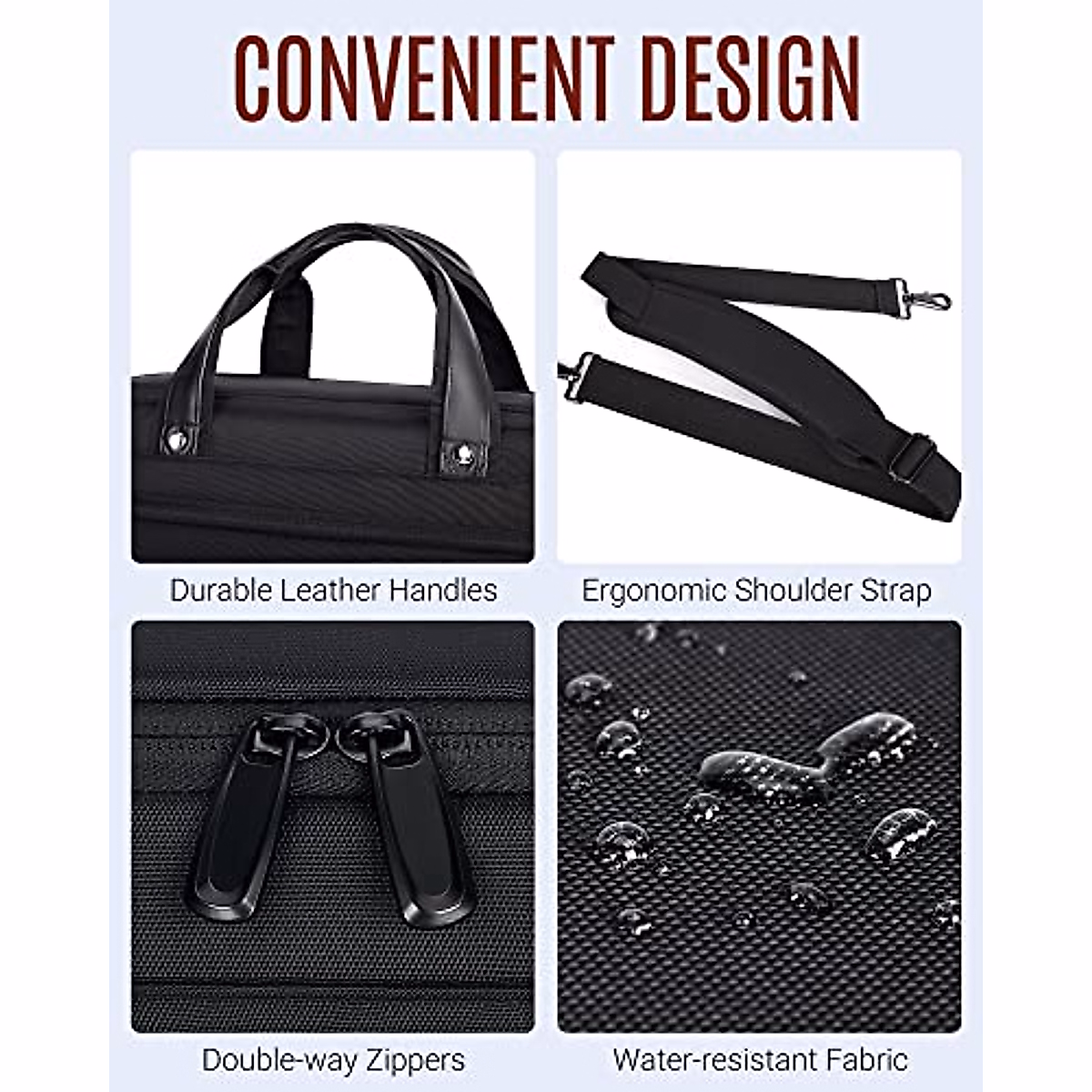 LIGHT FLIGHT Laptop Bag 17.3 Inch, Laptop Briefcase for Men Women, Expandable Large Computer Bag for Work, Office, Business Travel (Black)