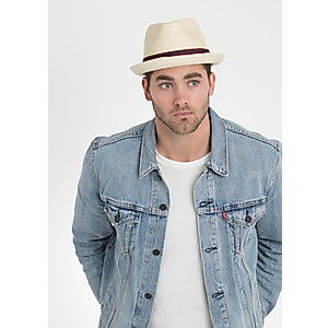 Peter Grimm Men's Standard Depp Natural Straw Fedora, Small-Medium