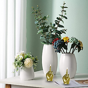 LPUSA 2 Pieces Middle Finger Candles Danish Pastel Room Aesthetic Aromatherapy Natural Soy Wax Decorative Candle for Bedroom Bathroom Wedding(Gold)