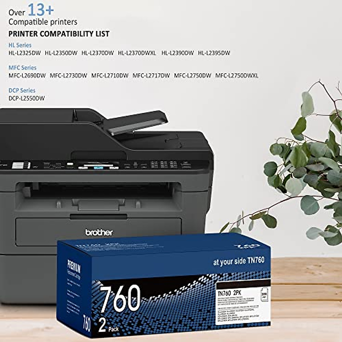 TN760 TN-760 TN730 TN-730 Toner for Brother Printer Compatible Replacement for Brother TN760 TN730 TN 760 730 TN-730 TN-730/TN-760 for HL-L2395DW MFC-L2710DW MFC-L2750DW DCP-L2550DW Printer Cartridge