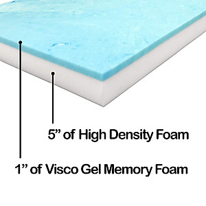 Foamma 6” x 48” x 80” Truck, Camper, RV Travel Visco Gel Memory Foam Bunk Mattress Replacement, Made in USA, Comfortable, Travel Trailer, CertiPUR-US Certified, Cover Not Included