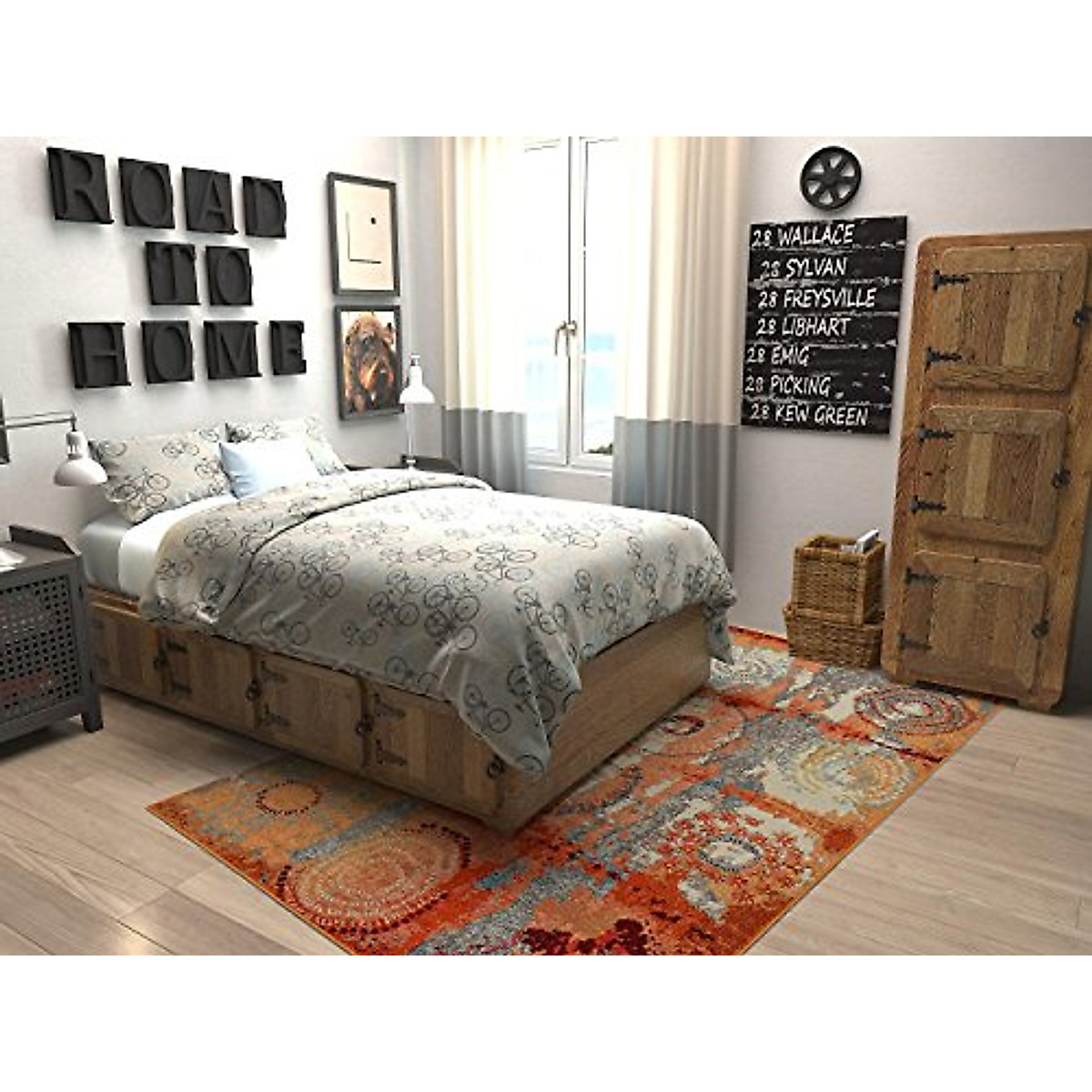 Unique Loom Estrella Collection Modern, Abstract, Light Colors, Distressed Area Rug, 5 ft x 8 ft, Orange/Beige