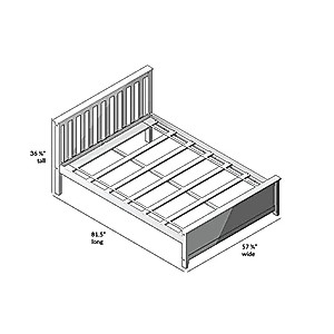 Max & Lily Full Bed, Wood Bed Frame with Headboard For Kids, Slatted, White