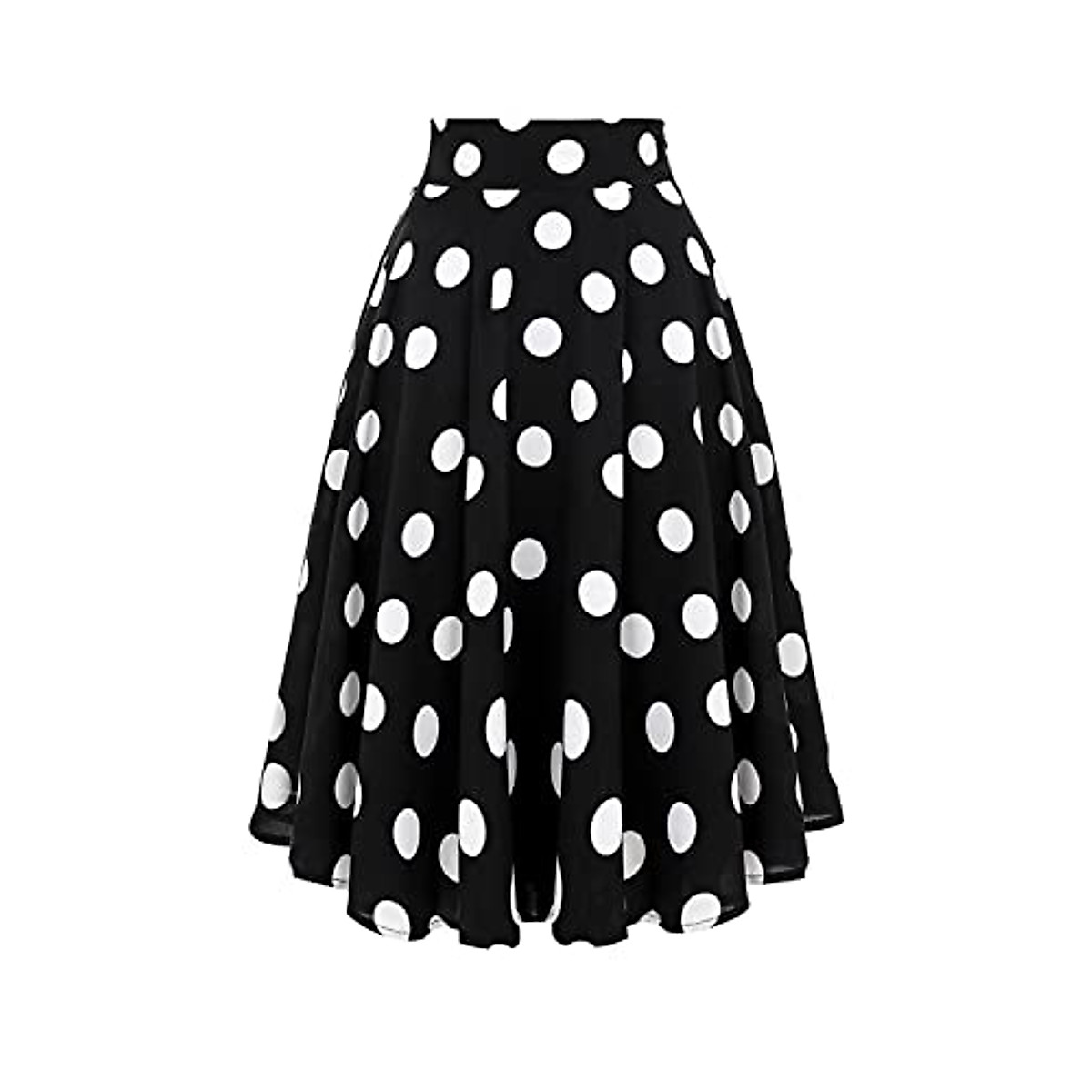 Choies Women Pleated Vintage Skirt Polka Dot Pleated Skater Midi Skirt Summer Skirt L