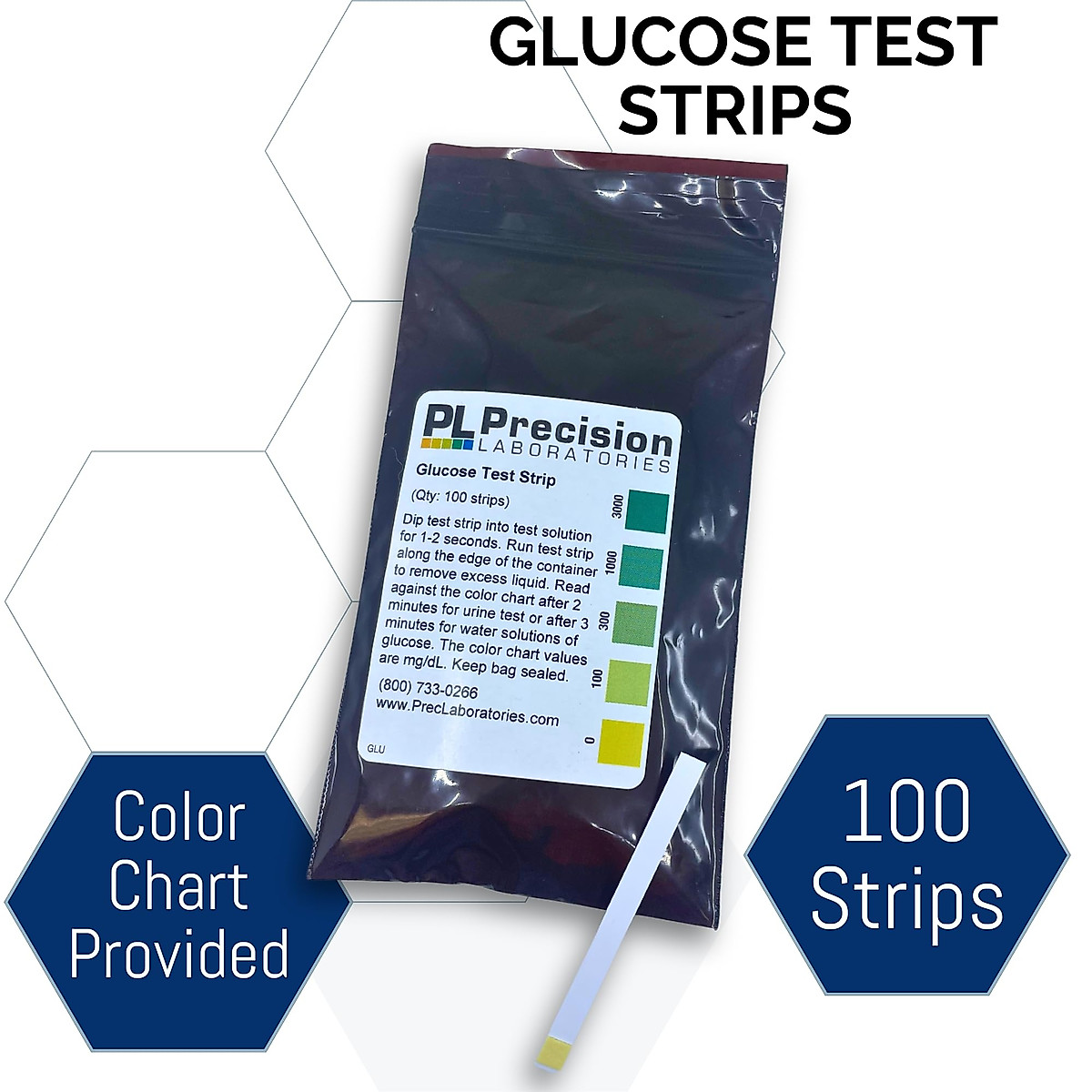 Eisco Labs - Scientific Glucose Test Strips - Educational Glucose Test Strips - Essential Tools for Food Science & Osmosis/Diffusion Experimentation, 100 Strips