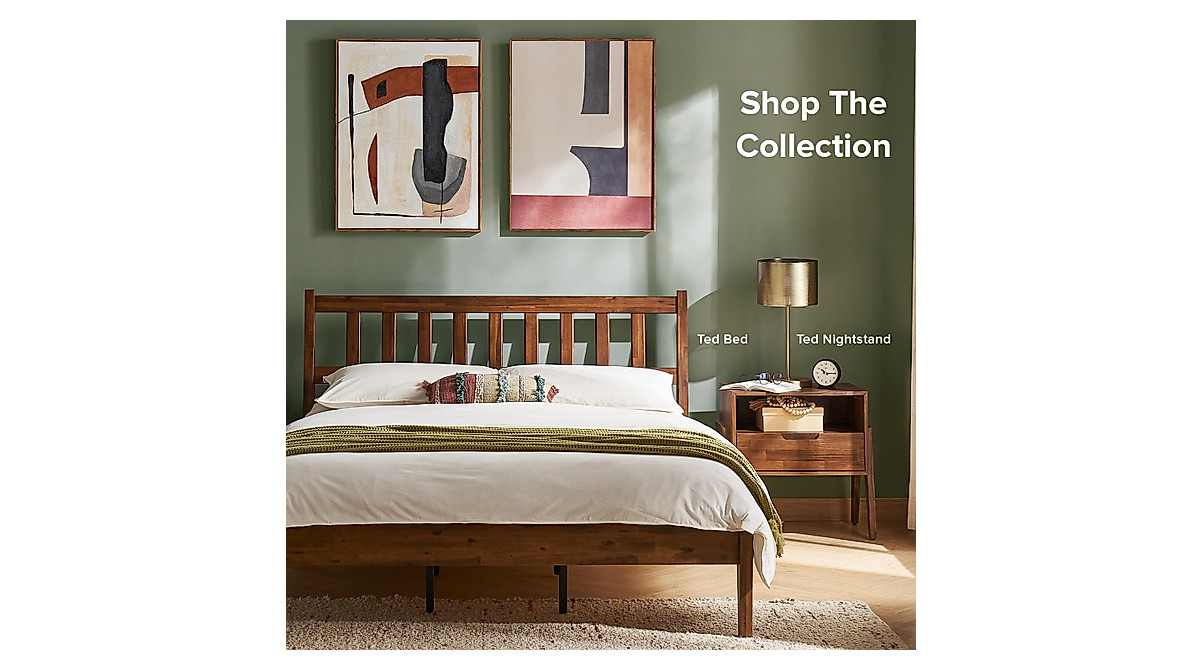 Ted Bed Frame in Walnut - Stylish Mid Century Modern Platform Bed