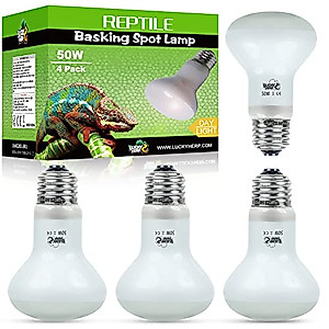 LUCKY HERP 4 Pack 50W Reptile Heat Lamp Bulb (2nd Gen), Amphibian Basking Light Bulb, Reptile Daylight Bulb for Turtle, Bearded Dragon, Lizard Heating Use