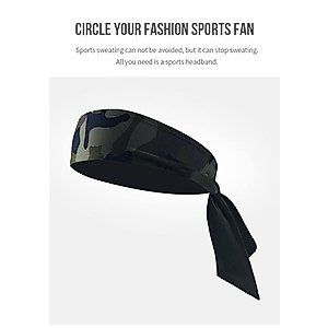 Mcolics Headbands Tie on Headband for Men Women Running Athletic Hair Head Band Elastic Sports Sweat Basketball Stetchy Yoga Workout Sweatband Adjustable Non-Slip Moisture Wicking (Blue)