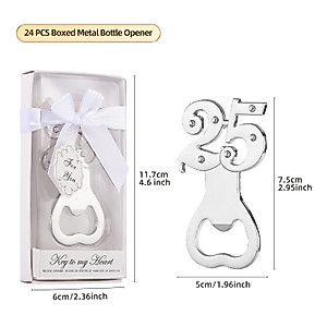 24PCS 25th Birthday Party Favors for Guests,Number 25 Silver Wedding Anniversary Beer Bottle Openers Gifts, Decorations,Souvenirs for Guests for Bridal Shower Favors (24, 25)