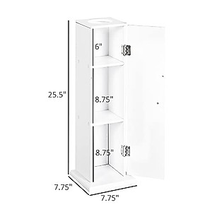 HOMCOM Toilet Paper Cabinet, Small Bathroom Corner Floor Cabinet with Doors and Shelves, Thin Storage Bathroom Organizer for Paper Shampoo, White