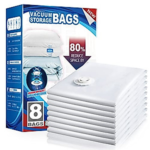 TAILI 8 Pack Vacuum Storage Bags for Comforter and Blankets, Jumbo Vacuum Seal Bags for Bedding 40x31 Inch, Space Saver Bags for Clothes, Pillows, Saving More Closet Space