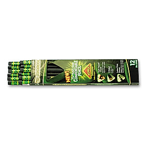 Ticonderoga Tri-Conderoga Triangular Pencils, Wood-Cased #2, Sharpener, Soft Touch Comfort Barrel, Black, 12-Pack (22500)