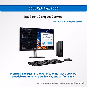 Dell OptiPlex 7080 Micro Form Factor Mini Business Desktop, Intel Core i5-10500T Processor, 16GB RAM, 2TB PCIe SSD, DisplayPort, RJ45, Wi-Fi 6, Type-C, Bluetooth, Windows 11 Pro, Black