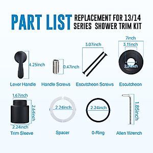 Replacement for Delta Classic 13 Series Single-Function Trim Kit, T13020-BL Matte Black Shower Handle, Fit Delta Shower Valve R10000 Series (Cartridge Not Included)