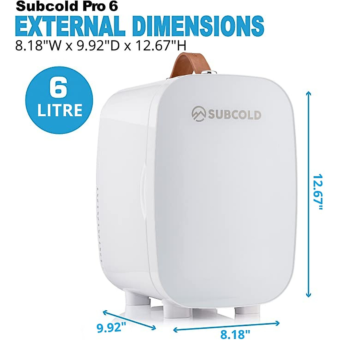 Subcold Pro6 Luxury Mini Fridge Cooler 6 Litre / 8 Cans AC & Exclusive USB Power Option Small Portable Fridge For The Office, Bedroom, Car, Skincare & Cosmetics White