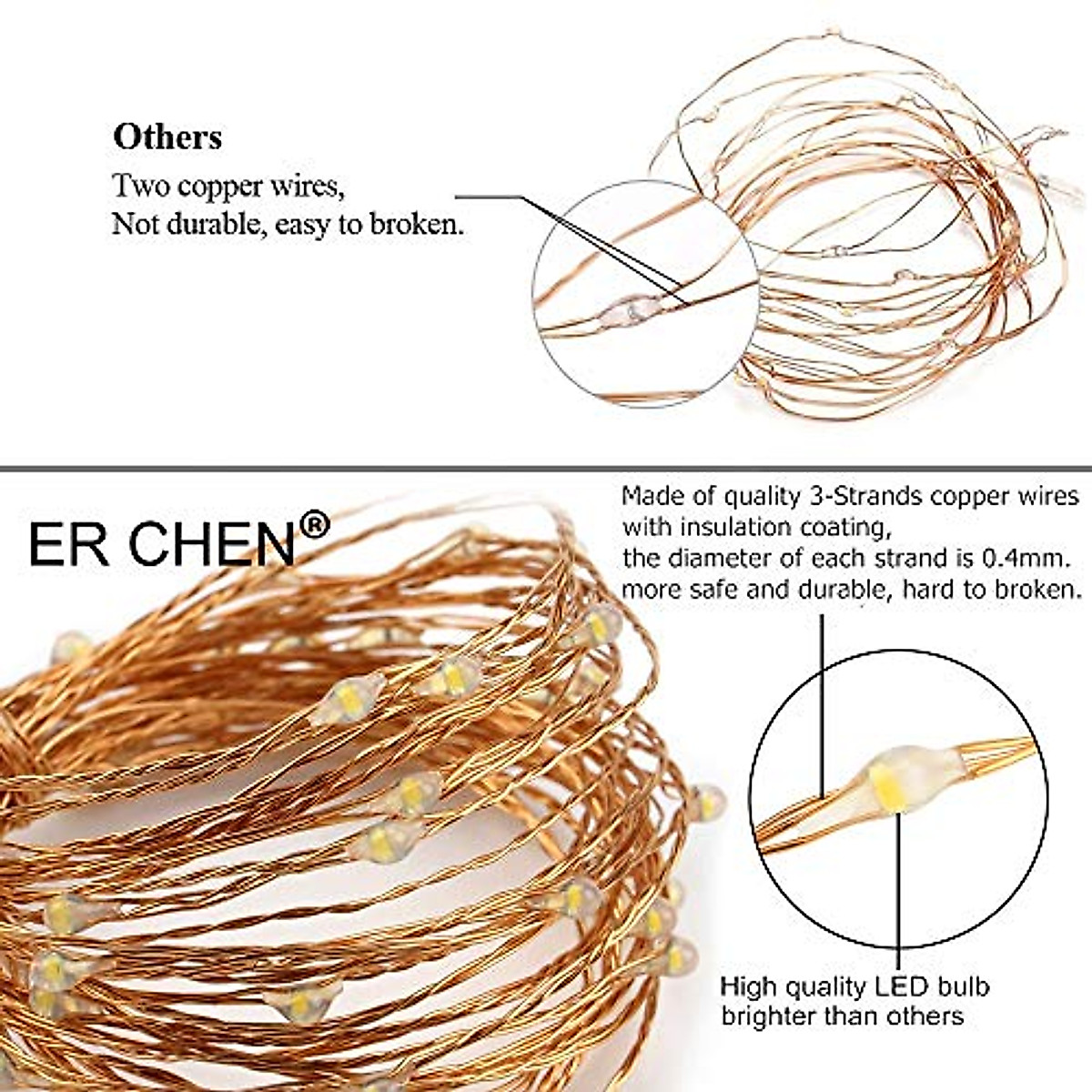 ER CHEN Fairy Lights Plug in, 99Ft/30M 300 LED Starry String Lights Outdoor/Indoor Waterproof Copper Wire Decorative Lights for Bedroom, Patio, Garden, Party, Christmas Tree (Purple)