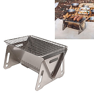 Topyond Foldable BBQ Grill, Portable Stainless Steel Charcoal Grill with Ventilation Holes, Heat Resistant Campfire Grill for Outdoor Cooking, Camping, Patio Use