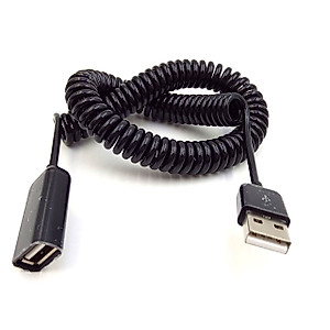 Coiled Spring USB Cable, Qaoquda10FT/3M Spiral Coiled USB 2.0 Male to Female Data Sync & Charge Cable (Black)