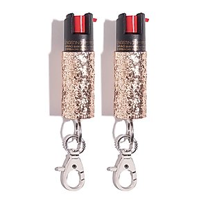 Pepper Spray Maximum Strength Self Defense Keychain for Women, 12-foot Spray Range & UV Dye - Glitter
