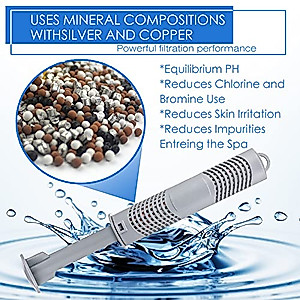 Hot Tub Spa Mineral Ion Cartridge Filter Stick, 4 Units Mineral Cartridges, Active Ingredient is Zinc (4 Pack, Grey)