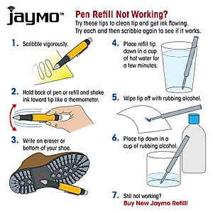 Jaymo Replacement for Cross 8513 - Measures 4.563 in / 116 mm Long - Ballpoint Pen Refill - 6 Black