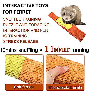 HAICHEN TEC Ferret Squeaky Snuffle Toy Treat Dispensing Foraging Puzzle Enrichment Plush Teething Chew Toys for Stress Release for Ferret Rabbit Guinea Pig (Snail)