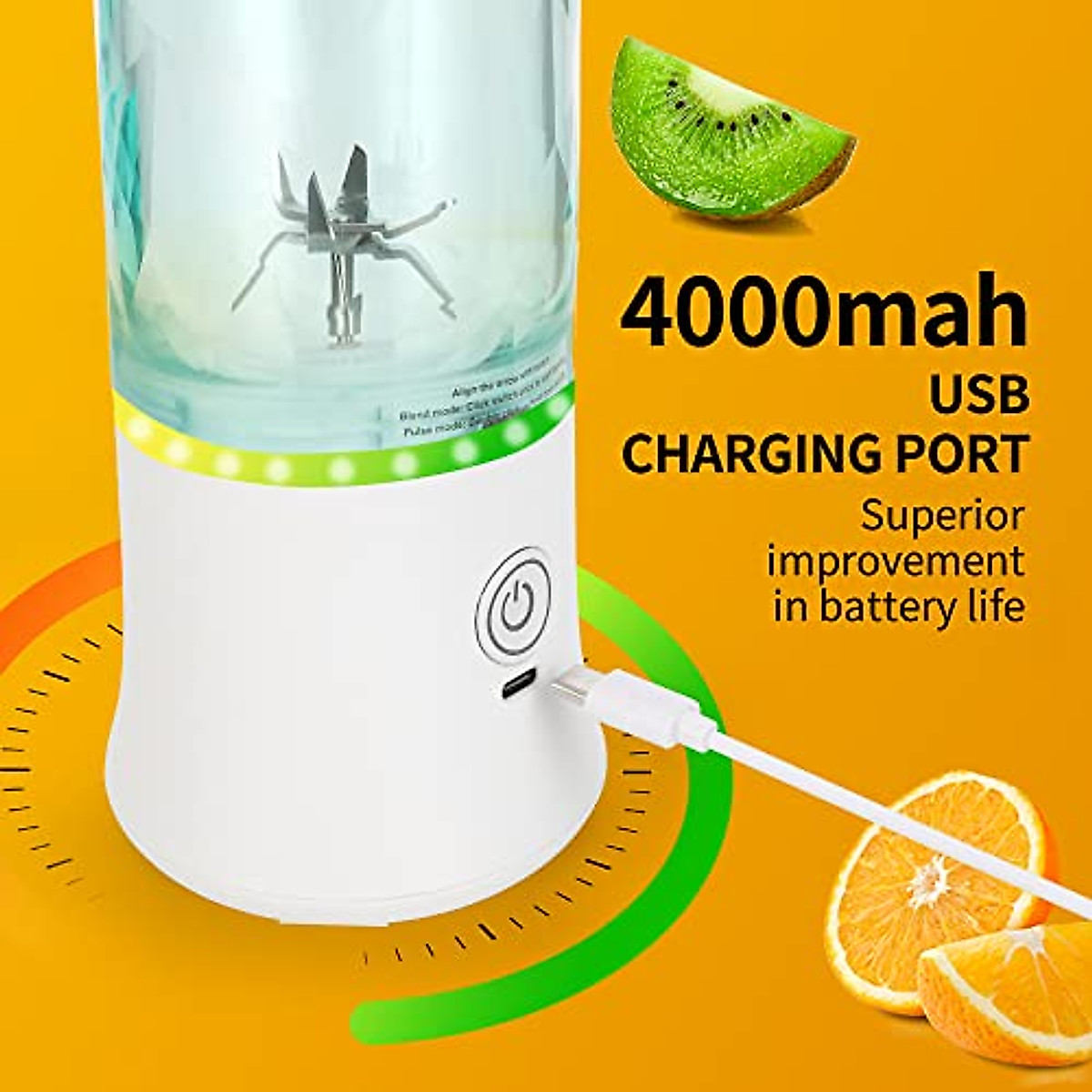 Portable Blender, Personal Size Blenders for Shakes and Smoothies, 20 Oz Personal Smoothie Blender with USB Rechargeable for Home, Office, Sports and Travel Outdoors