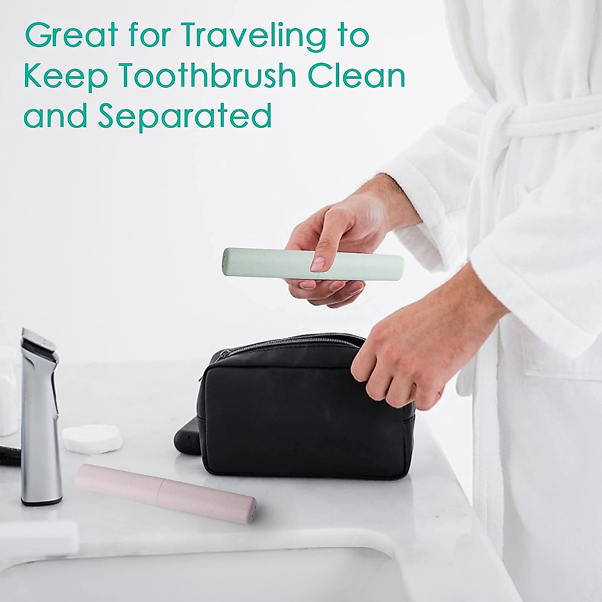 Travel Toothbrush Case Pack of 4, RIEYOOA Toothbrush Cover, Travel Toothbrush Holder for Travel/Camping/School, Portable and Breathable