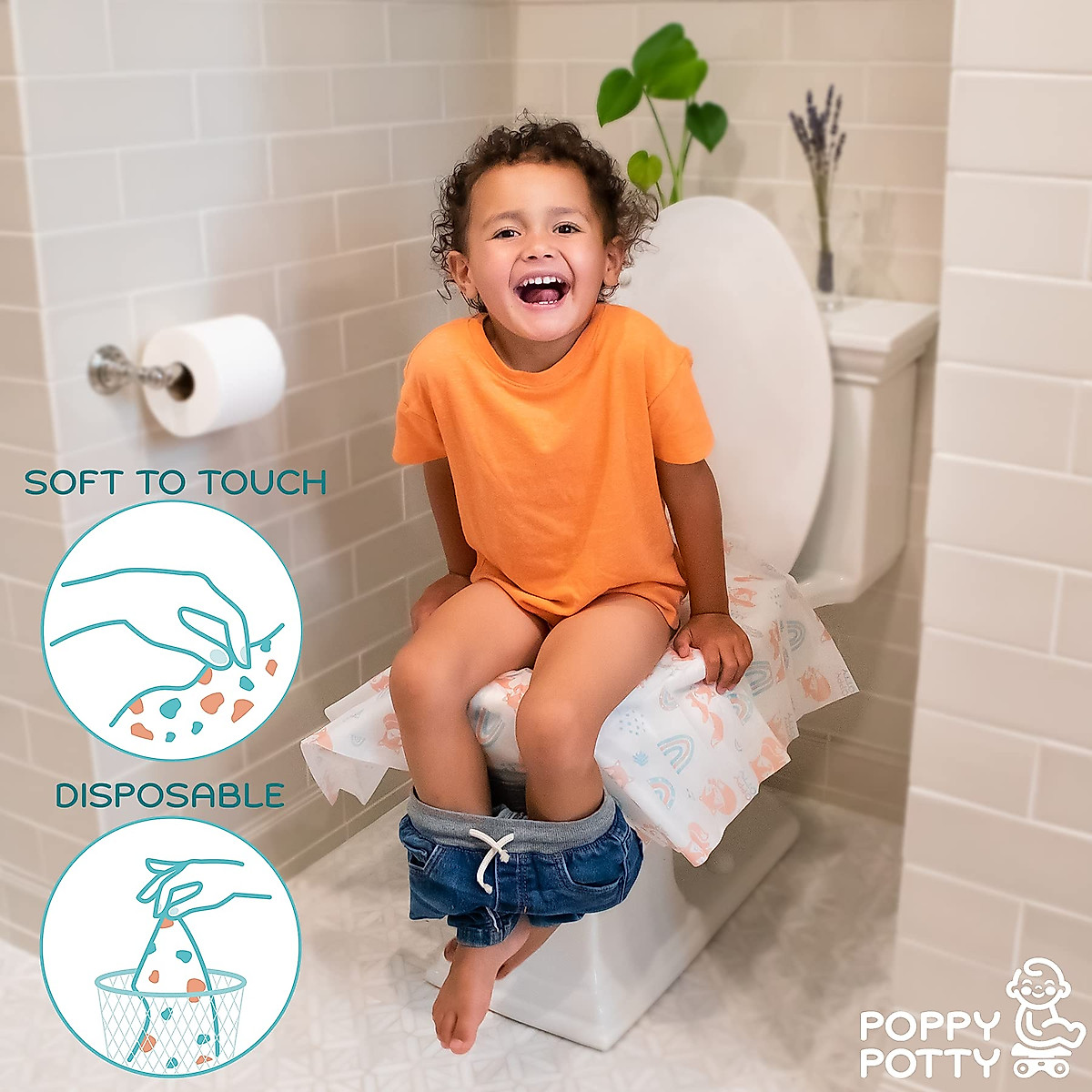 Logie & Gray Kids Disposable Toilet Seat Covers 20 Pack – Extra Large, Complete Hygienic Protection, Travel-Friendly, Disposable Plastic Toilet Seat Cover – Kid-Friendly Toilet Covers Disposable