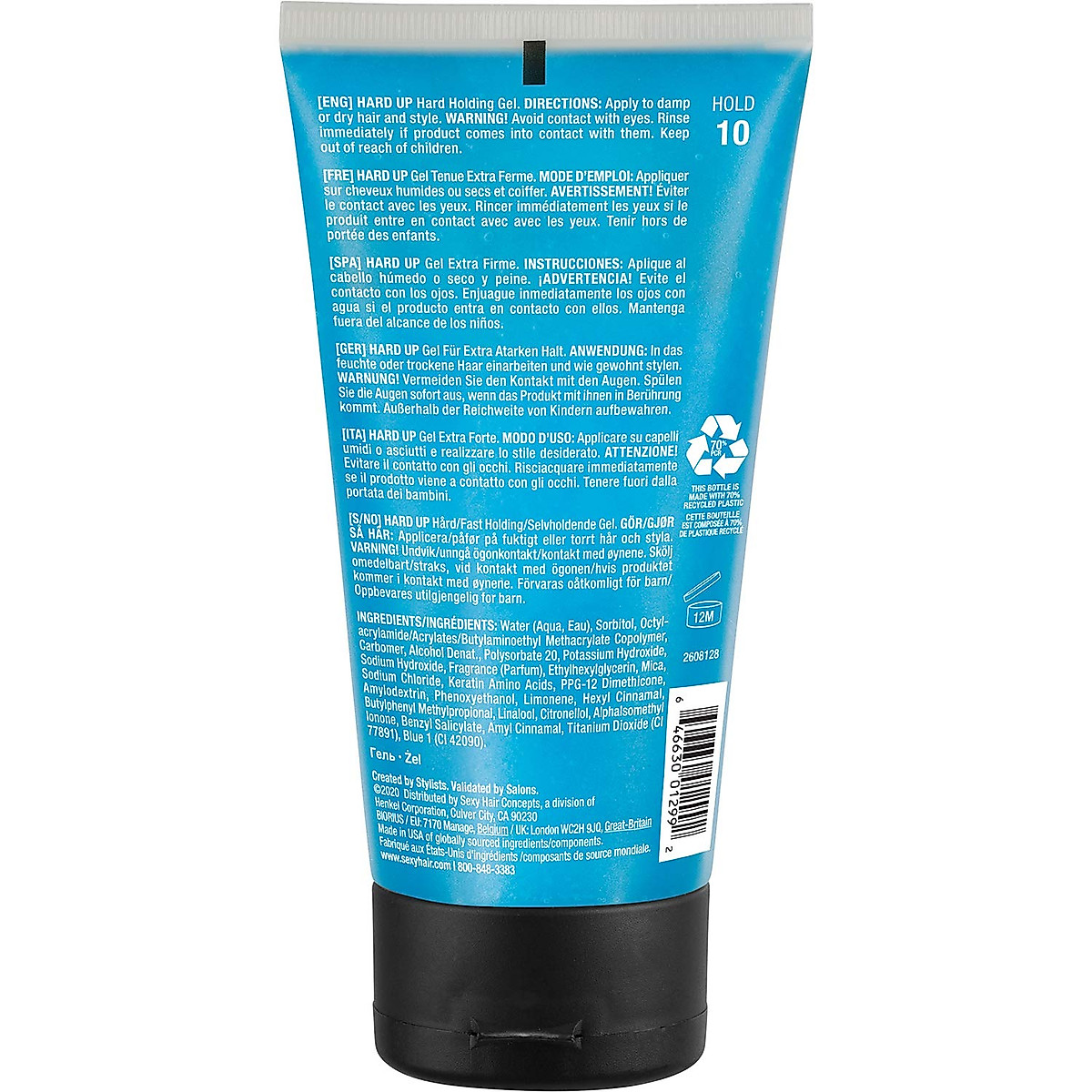 SexyHair Style Hard Up Hard Holding Gel, Extreme Hold | Non-Flaking Formula | All Hair Types, 5.1 Fl Oz