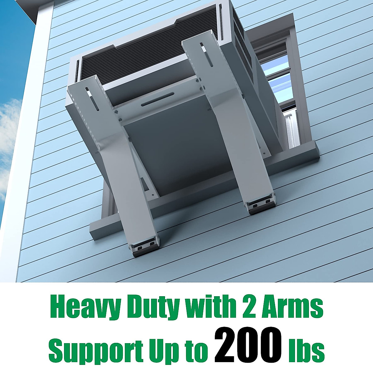 Forestchill Window Air Conditioner Bracket, Heavy Duty Window AC Support Bracket with 2 Arms, Universal Fit 5,000 to 22,000 BTU A/C Units, Up to 200 lbs
