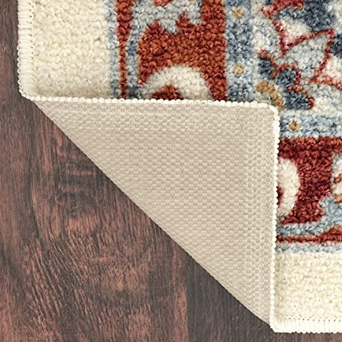 Maples Rugs Stina Vintage Medallion Kitchen Rugs Non Skid Accent Area Carpet [Made in USA], Blue/Red, 2'6" x 3'10"