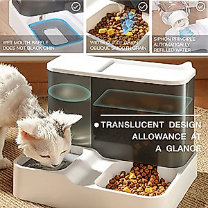 Anhixuse Automatic Cat Feeder,Dog Feeder,Pet Gravity Feeder,2 in 1 Gravity Cat Food and Water Bowl Set,Automatic Water Dispenser and Food Dispenser 2 in 1 for Small and Medium Dogs, Cats,Pets(Grey)
