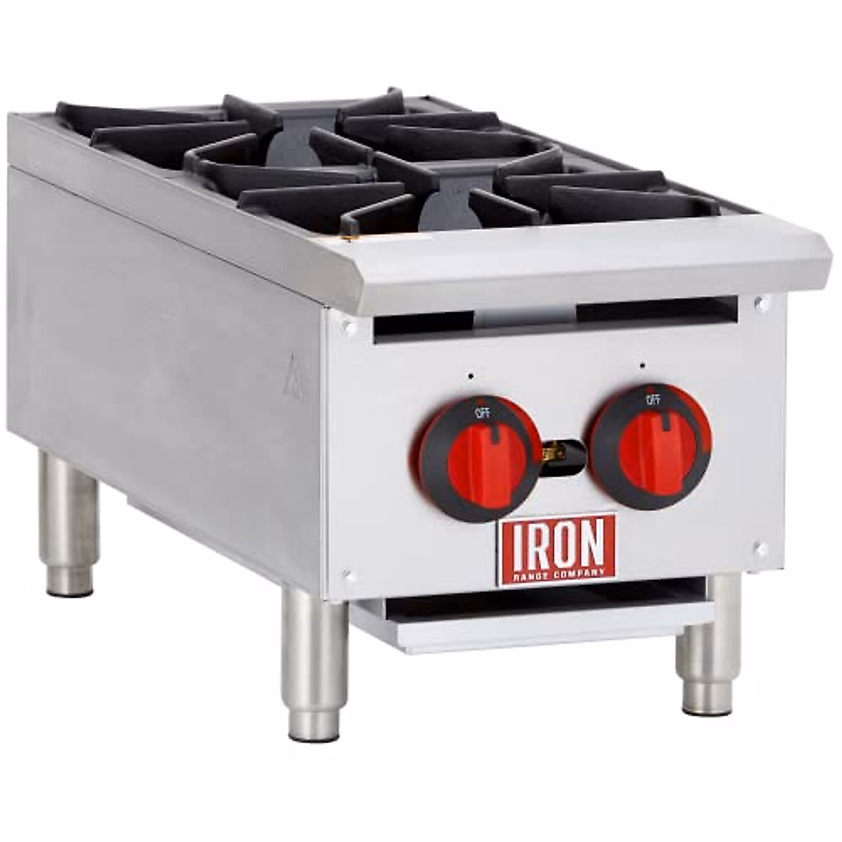 Iron Range Company IRHP-12-2B 12" Two Burner Countertop Commercial Gas Hot Plate, Stainless Steel, 50,000 BTU, ETL Listed