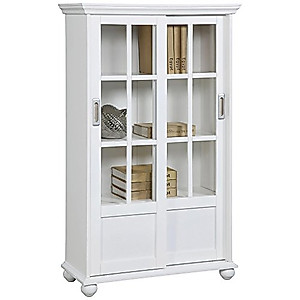 Ameriwood Home Aaron Lane Bookcase with Sliding Glass Doors, White
